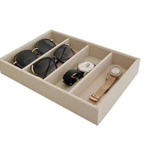 Svea Display Creamy Beige Velvet Stackable Premium Grade Jewelry Show Tray Organizer (Glasses Tray)