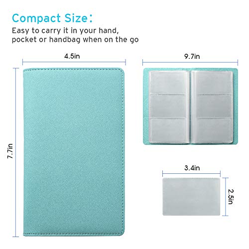 Sooez Leather Business Card Book Holder, Professional Business Cards Book Organizer PU Name Card Credit Cards Book Holder Booklet, 240 Card Capacity (Mint Green)