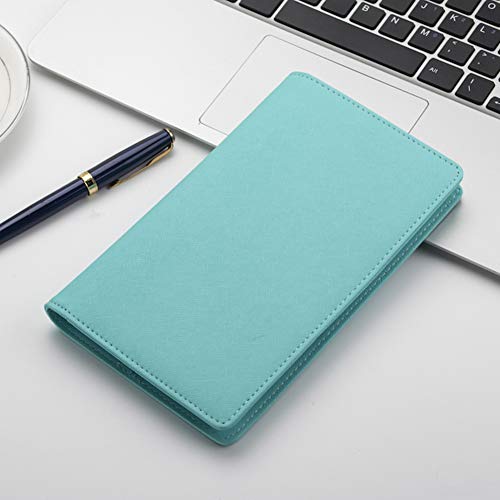 Sooez Leather Business Card Book Holder, Professional Business Cards Book Organizer PU Name Card Credit Cards Book Holder Booklet, 240 Card Capacity (Mint Green)