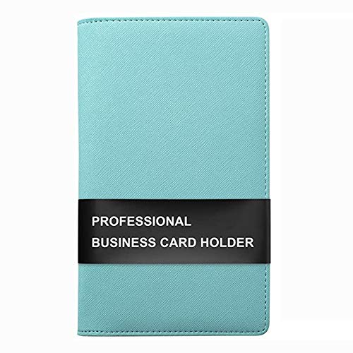 Sooez Leather Business Card Book Holder, Professional Business Cards Book Organizer PU Name Card Credit Cards Book Holder Booklet, 240 Card Capacity (Mint Green)