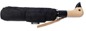 totes auto open neverwet wooden duck handle umbrella, color black ~ 42" arc