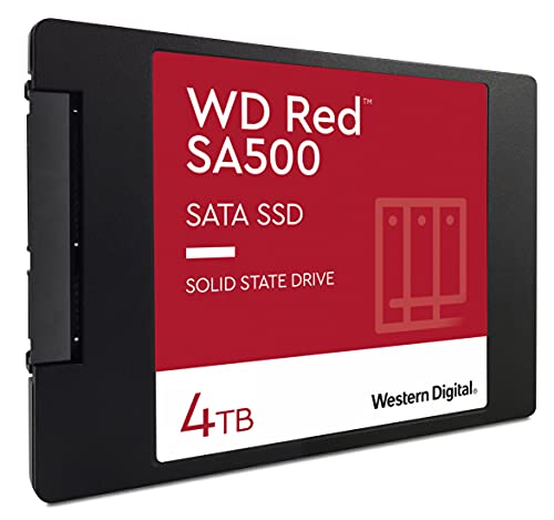 Western Digital 4TB WD Red SA500 NAS 3D NAND Internal SSD - SATA III 6 Gb/s, 2.5"/7mm, Up to 560 MB/s - WDS400T1R0A, Solid State Hard Drive