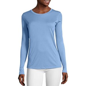 hanes womens sport cool dri performance long sleeve t-shirt t shirt, light blue, x-large us