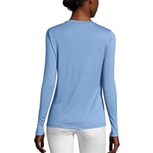 Hanes womens Sport Cool Dri Performance Long Sleeve T-shirt T Shirt, Light Blue, X-Large US