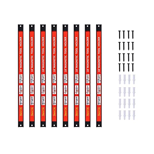 Magnetic Tool Holder 18 Inch 8 Pack Heavy Duty Magnet Tool Bar Strip Rack Wall Mount Red