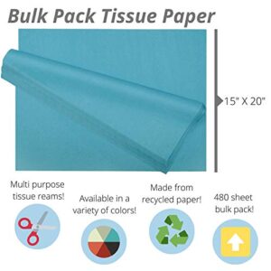 Crown 480 Sheets Bulk Pack Light Blue Tissue Paper Gift Wrap - Ream of Paper - 15 inch. x 20 inch. Wrapping Tissue Paper - for Scrapbooking Paper, Art n Crafts, Wrapping Christmas Gifts and More!!