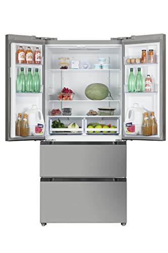 Hamilton Beach HBFR1504 Full Size Counter Depth Refrigerator with Two Freezer Drawers, 17.9 cu ft, Stainless