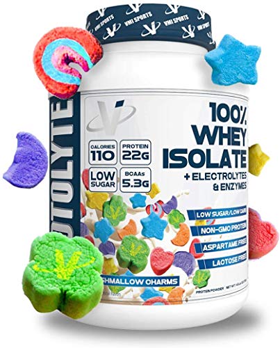 VMI Sports | ProtoLyte Whey Isolate Protein Powder | Low Calorie Whey Protein Powder for Weight Loss | Protein Powder for Muscle Gain | Digestive Enzymes | Non-GMO (Marshmallow Charms, 4.6 Pounds)