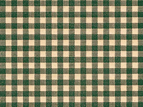 Printed Tissue Paper for Gift Wrapping with Design (Tan and Green Gingham), 24 Large Sheets (20x30)