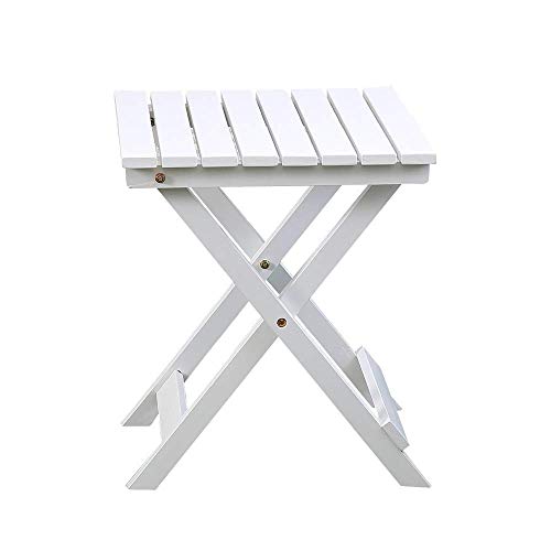 B&Z KD-40W Folding Wood Side Table Adirondack Portable Square 15.4" D x 15.4" W x 18.3" H Outdoor (White)