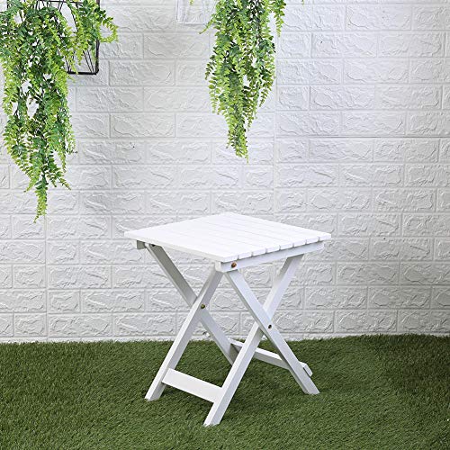 B&Z KD-40W Folding Wood Side Table Adirondack Portable Square 15.4" D x 15.4" W x 18.3" H Outdoor (White)