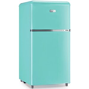 wanai compact refrigerator 3.2 cu.ft classic retro refrigerator 2 door mini refrigerator adjustable remove glass shelves refrigerator suitable for dorm garage and office