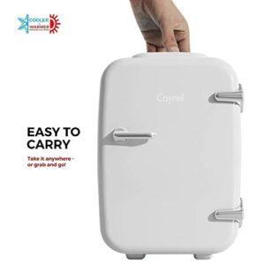 CAYNEL Mini Fridge Cooler and Warmer, (4Liter / 6Can) Portable Compact Personal Fridge, AC/DC Thermoelectric System, 100% Freon-Free Eco Friendly for Home, Office and Car