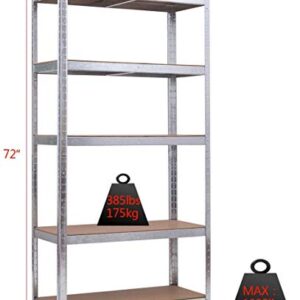 GOFLAME 5-Tier Storage Shelving Rack, Height Adjustable Shelves Heavy Duty with Steel Frame, Display Rack for Books, Clothes 36"x 16"x 72”, Silver