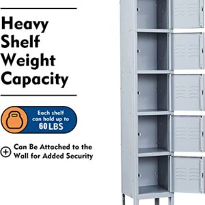 INTERGREAT Metal Locker for School Office Gym Metal Storage Locker Cabinet for Employees Students Steel Locker 5 Tier with 5 Door Gray