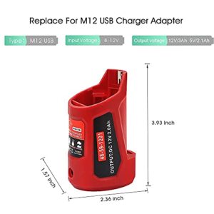 【Multifunction 】 12V USB Power Source Replacement for Milwaukee M12 12V Battery Charger Adapter Compatible with Milwaukee Heated Jacket 45-59-1201 USB Charger