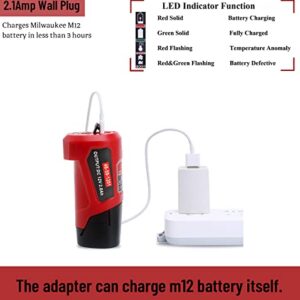 【Multifunction 】 12V USB Power Source Replacement for Milwaukee M12 12V Battery Charger Adapter Compatible with Milwaukee Heated Jacket 45-59-1201 USB Charger