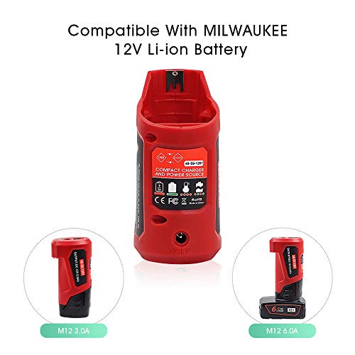 【Multifunction 】 12V USB Power Source Replacement for Milwaukee M12 12V Battery Charger Adapter Compatible with Milwaukee Heated Jacket 45-59-1201 USB Charger