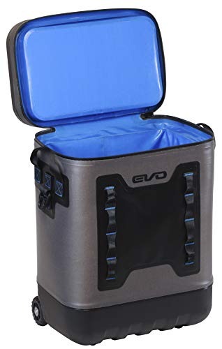 Evolution Outdoor EVO Leak Proof Rolling Cooler 25 Quart, 16x 12x 22in. Insulated Cooler Bag with ABS Molded Top, 8 Accessory Loops, Retractable 4-Stage Handle