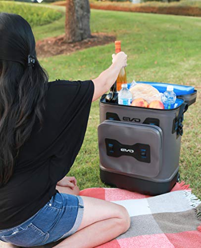 Evolution Outdoor EVO Leak Proof Rolling Cooler 25 Quart, 16x 12x 22in. Insulated Cooler Bag with ABS Molded Top, 8 Accessory Loops, Retractable 4-Stage Handle