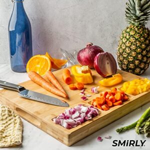 SMIRLY Large bamboo Cutting Board for Kitchen: Extra Large Bamboo Cutting Board with Juice Groove & Compartments, Wooden Cutting Boards for Kitchen, Butcher Block Cutting Board Wood