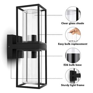 LUTEC Flair 5288804012 UP and Down Outdoor Wall Sconce, Modern Black Porch Light Fixtures, Exterior Light Fixtures Wall Mount Light with Clear Glass, Waterproof Wall Lantern for for Garage, Doorway