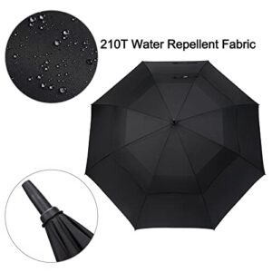 G4Free 72 Inch Huge Large Oversize Golf Umbrella Automatic Open Double Canopy Vented Windproof Stick Umbrellas, 6 Ft Heavy Duty Outdoor Doorman Umbrella Family Umbrella(Black)