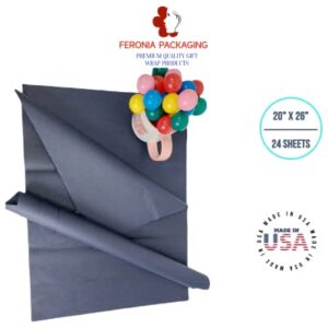 Navy Blue Tissue Paper Squares, Bulk 24 Sheets, Premium Gift Wrap and Art Supplies for Birthdays, Holidays, or Presents by Feronia packaging, Large 20 Inch x 26 Inch