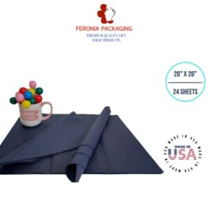 Navy Blue Tissue Paper Squares, Bulk 24 Sheets, Premium Gift Wrap and Art Supplies for Birthdays, Holidays, or Presents by Feronia packaging, Large 20 Inch x 26 Inch