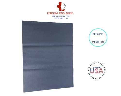 Navy Blue Tissue Paper Squares, Bulk 24 Sheets, Premium Gift Wrap and Art Supplies for Birthdays, Holidays, or Presents by Feronia packaging, Large 20 Inch x 26 Inch