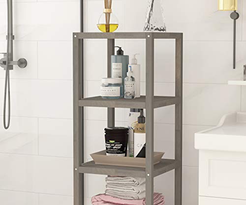 INTERBUILD REAL WOOD Holger 5 Tier Storage Shelving Tower, Acacia Wood, 53" x 15" x 15" - Dusk Grey