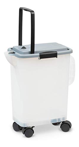 PetFusion BetterBin Portable Litter Storage Bin Container (16.5 x 11.7 x 19 lwh) | Holds up to 25 lbs/10 Gallons; Great for Dry Dog & Cat Food | Adj Spout, Back & Top Handles, Heavy Duty Wheels