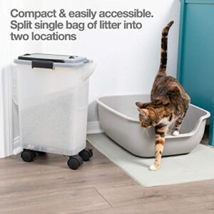 PetFusion BetterBin Portable Litter Storage Bin Container (16.5 x 11.7 x 19 lwh) | Holds up to 25 lbs/10 Gallons; Great for Dry Dog & Cat Food | Adj Spout, Back & Top Handles, Heavy Duty Wheels