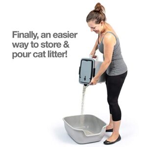 PetFusion BetterBin Portable Litter Storage Bin Container (16.5 x 11.7 x 19 lwh) | Holds up to 25 lbs/10 Gallons; Great for Dry Dog & Cat Food | Adj Spout, Back & Top Handles, Heavy Duty Wheels