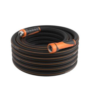 giraffe tools garden hose 50ft x 5/8", water hose heavy duty, flexible, lightweight hybrid hose with swivel grip handle, male to female fittings