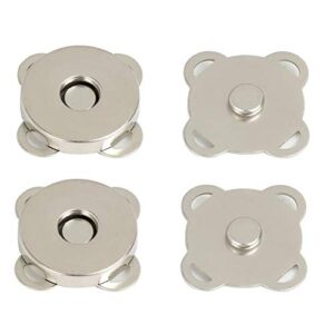 10 sets sew in magnetic bag clasps button snaps clasps magnet button for purses handbag clothes scrapbooking closure fastener sewing craft diy (silver,15mm)