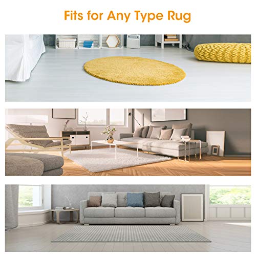 Rug Tape, 10 Pcs Double Sided Non Slip Reusable Rug Stopper, Washable Rug Tape for Hardwood Floors, Tile Floors, Carpets, Floor Mats, Wall (Peal White)