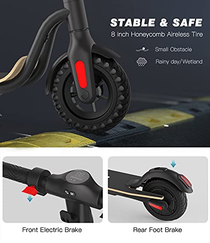 Electric Scooter, 3 Gears, Max Speed 15.5MPH, 12 Miles Powerful Battery with 8'' Tires Foldable Electric Scooter for Adults, Max Load 220 lbs