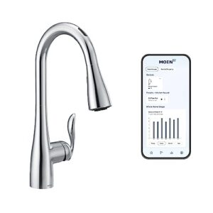 moen 7594evc arbor smart faucet touchless pull down sprayer kitchen faucet with voice control and power boost, chrome