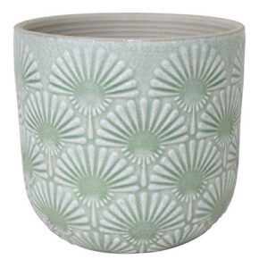 amazon brand - stone & beam medium fan-embossed planter, 6"h, seafoam green