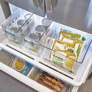 iDesign Plastic Stackable Kitchen Organizer Bin with Easy to Grip Integrated Handles for Kitchen, Fridge, Freezer, Pantry and Cabinet Organization, The Linus Collection – 12" x 5" x 7.75", Clear