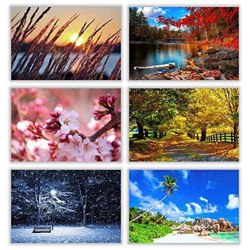 PARTH iMPEX Seasonal Nature Postcards - (Pack of 54) 4"x6" Bulk Variety of Fall Autumn Winter Summer Spring Theme with Mailing Side - all Occasion Cards