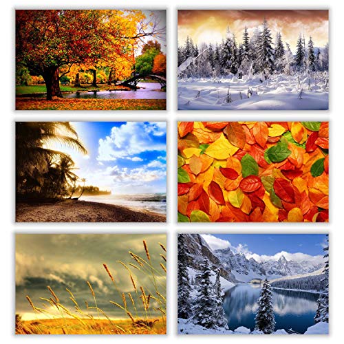 PARTH iMPEX Seasonal Nature Postcards - (Pack of 54) 4"x6" Bulk Variety of Fall Autumn Winter Summer Spring Theme with Mailing Side - all Occasion Cards