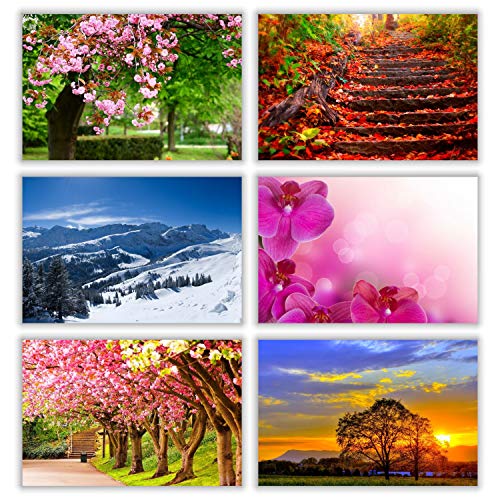 PARTH iMPEX Seasonal Nature Postcards - (Pack of 54) 4"x6" Bulk Variety of Fall Autumn Winter Summer Spring Theme with Mailing Side - all Occasion Cards