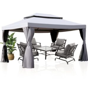 grand patio 10x13 ft patio gazebo,outdoor gazebo canopy with mosquito netting and curtains,sturdy straight leg tent soft top gazebo for patios deck backyard