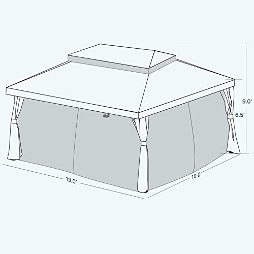 Grand Patio 10x13 Ft Patio Gazebo,Outdoor Gazebo Canopy with Mosquito Netting and Curtains,Sturdy Straight Leg Tent Soft Top Gazebo for Patios Deck Backyard