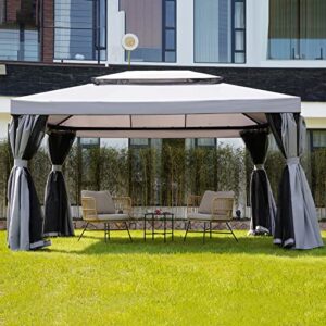 Grand Patio 10x13 Ft Patio Gazebo,Outdoor Gazebo Canopy with Mosquito Netting and Curtains,Sturdy Straight Leg Tent Soft Top Gazebo for Patios Deck Backyard