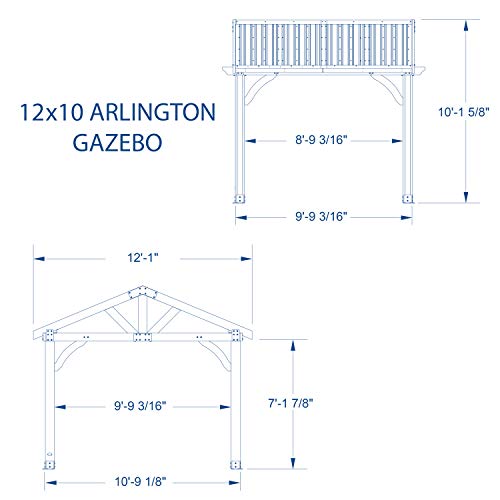 Backyard Discovery Arlington 12x10 All Cedar Gazebo, Walnut, Insulated Steel Roof, Water Resistant, Wind Resistant up to 100 MPH, Withstand 6,391 lbs of Snow