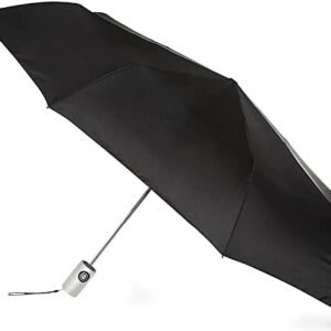 totes Automatic Open Close Water-Resistant Travel Folding Umbrella, (Black)