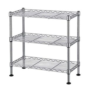 frithjill 3-tier shelving storage unit,metal organizer wire rack, chrome silver,17.72" l x 7.87" w x 17.72" h